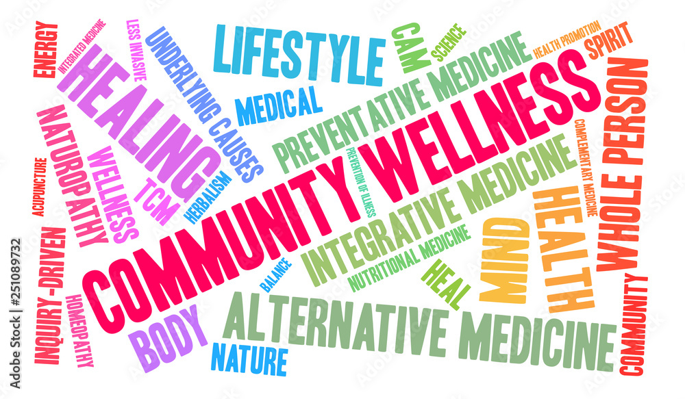 Community Wellness Word Cloud on a white background. Stock Vector ...