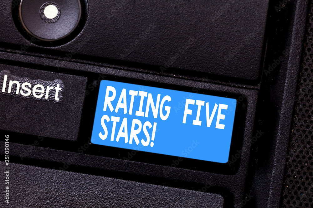 Conceptual hand writing showing Rating Five Stars. Business photo ...