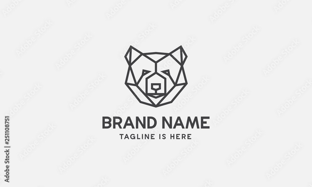 bear logo design, line art, vector, geometric bear Stock Vector | Adobe ...