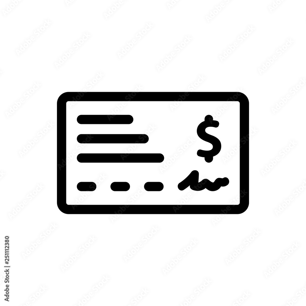 Bank Cheque Line Icon Stock Vector | Adobe Stock Bank Cheque Line Icon Stock Vector | Adobe Stock