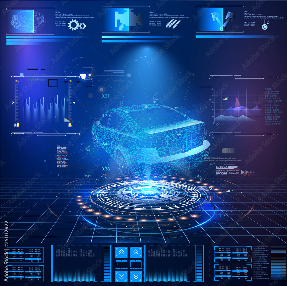 Car service in the style of HUD, Cars infographic ui, analysis and ...