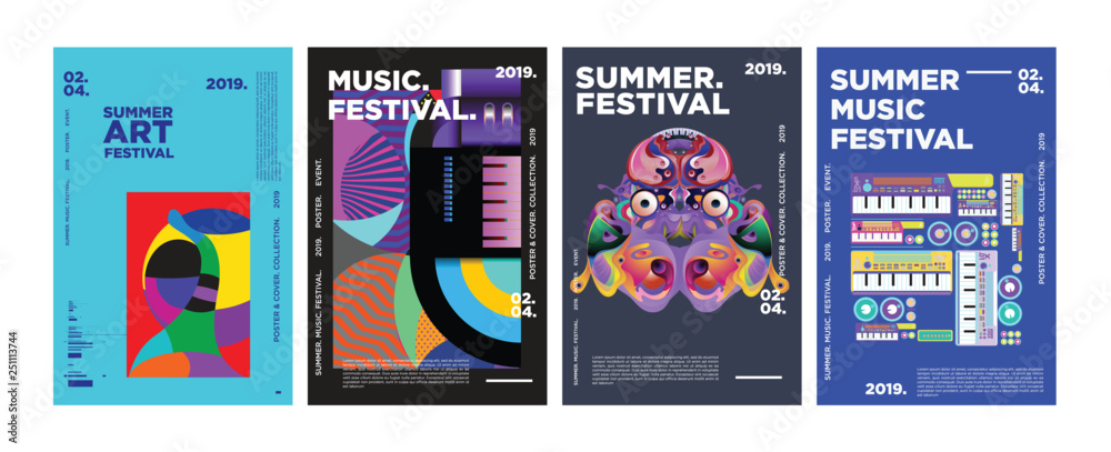 Summer Colorful Art and Music Festival Poster and Cover Template for ...