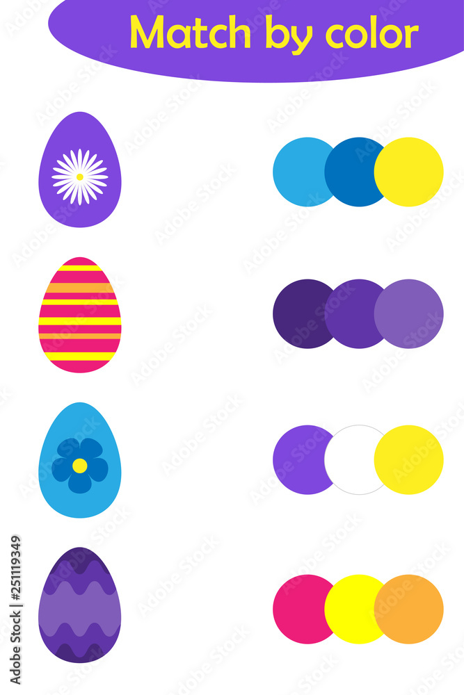 Matching game for children, connect colorful easter decoration eggs ...