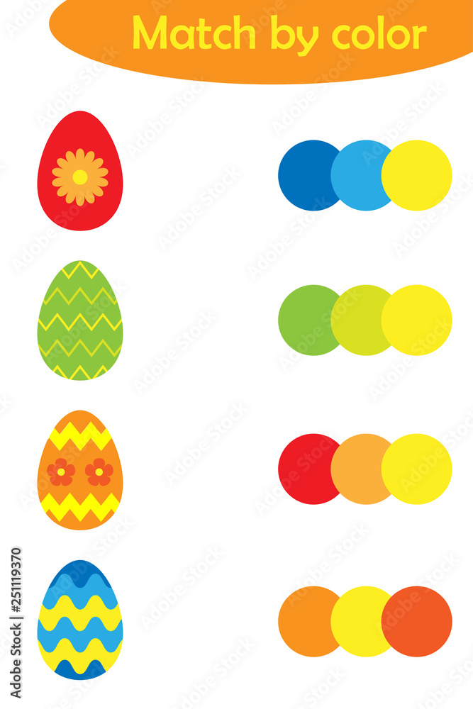 Matching game for children, connect colorful easter decoration eggs ...