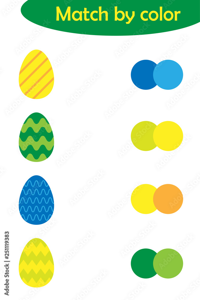 Matching game for children, connect colorful easter eggs with same ...
