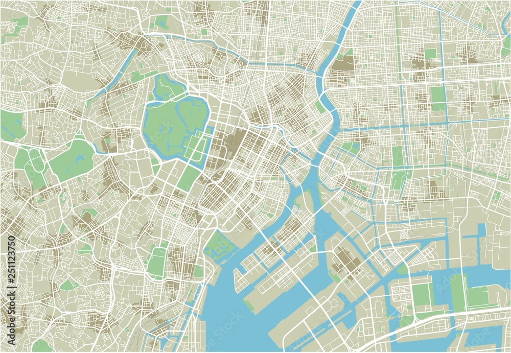 Vector city map of Tokyo with well organized separated layers. Stock ...