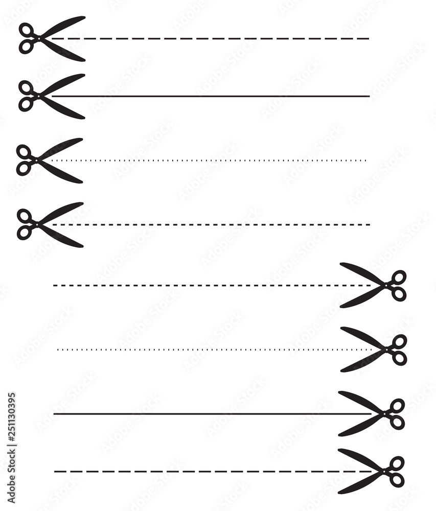 scissors with dashed line on white background. flat style. scissors ...