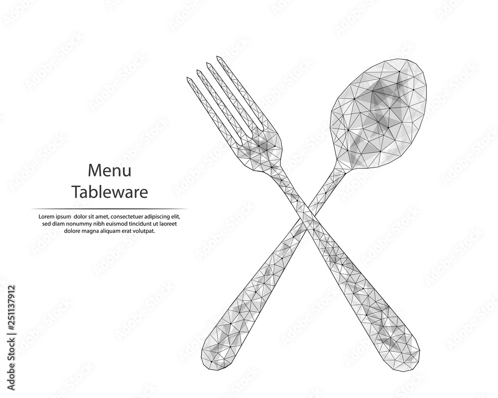 Abstract image spoons and forks in the form of lines and dots ...