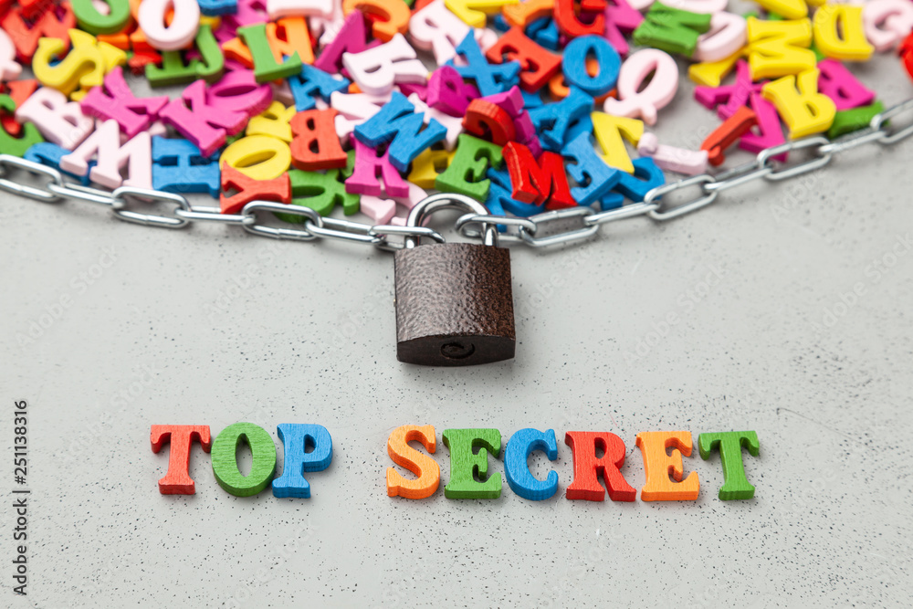 Top Secret Information. Letters of information symbol wrapped in chain ...