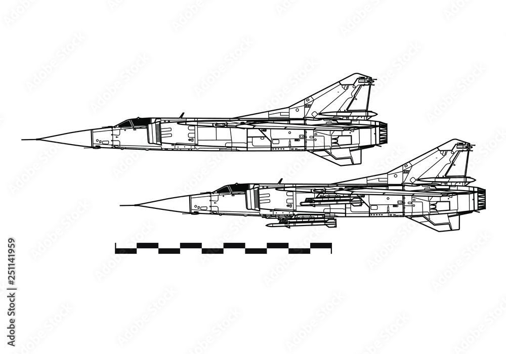 Mikoyan MiG-23 Flogger. Outline drawing Stock Vector | Adobe Stock