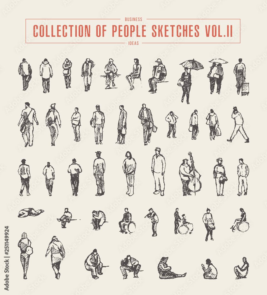 Collection of people sketches vector hand drawn Stock Vector | Adobe Stock