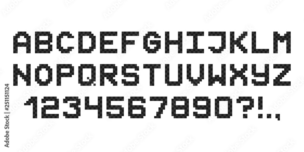 8 bit pixel style geometric font. Vector. Stock Vector | Adobe Stock