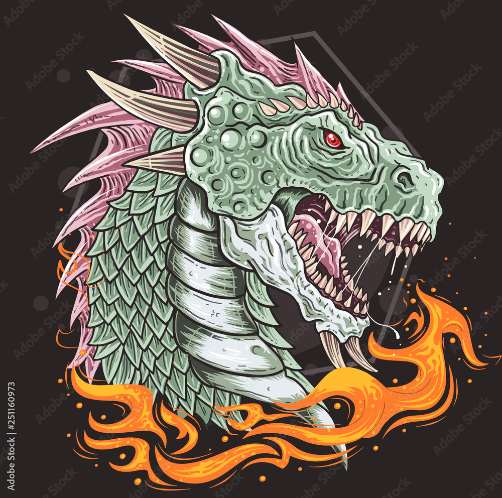 Dragon Head Vector eps detail Stock Vector | Adobe Stock