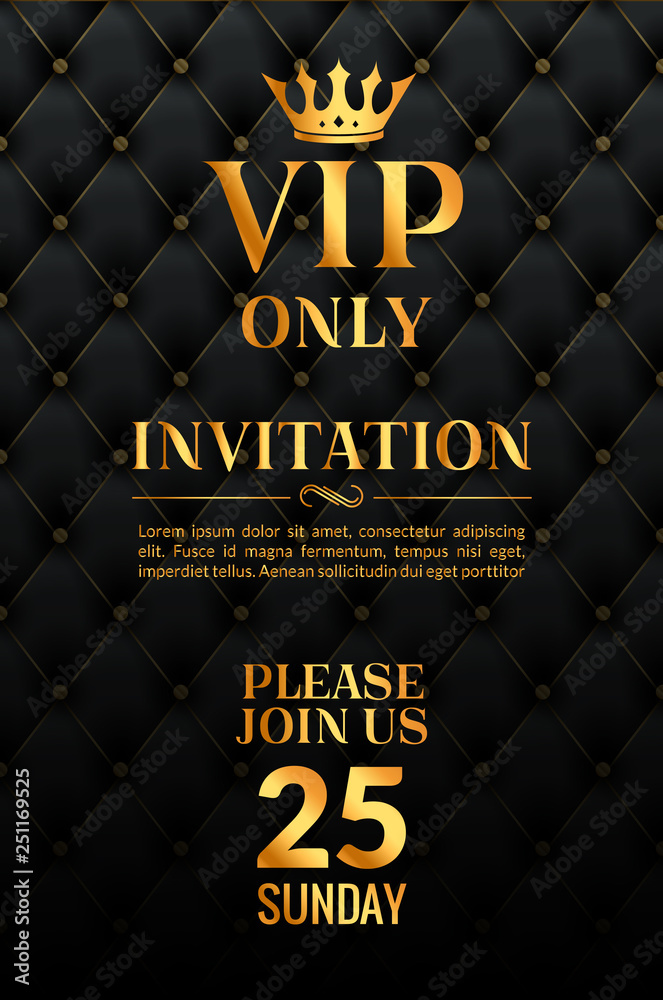 Vip luxury invitation event. Vintage leather exclusive invitation card ...