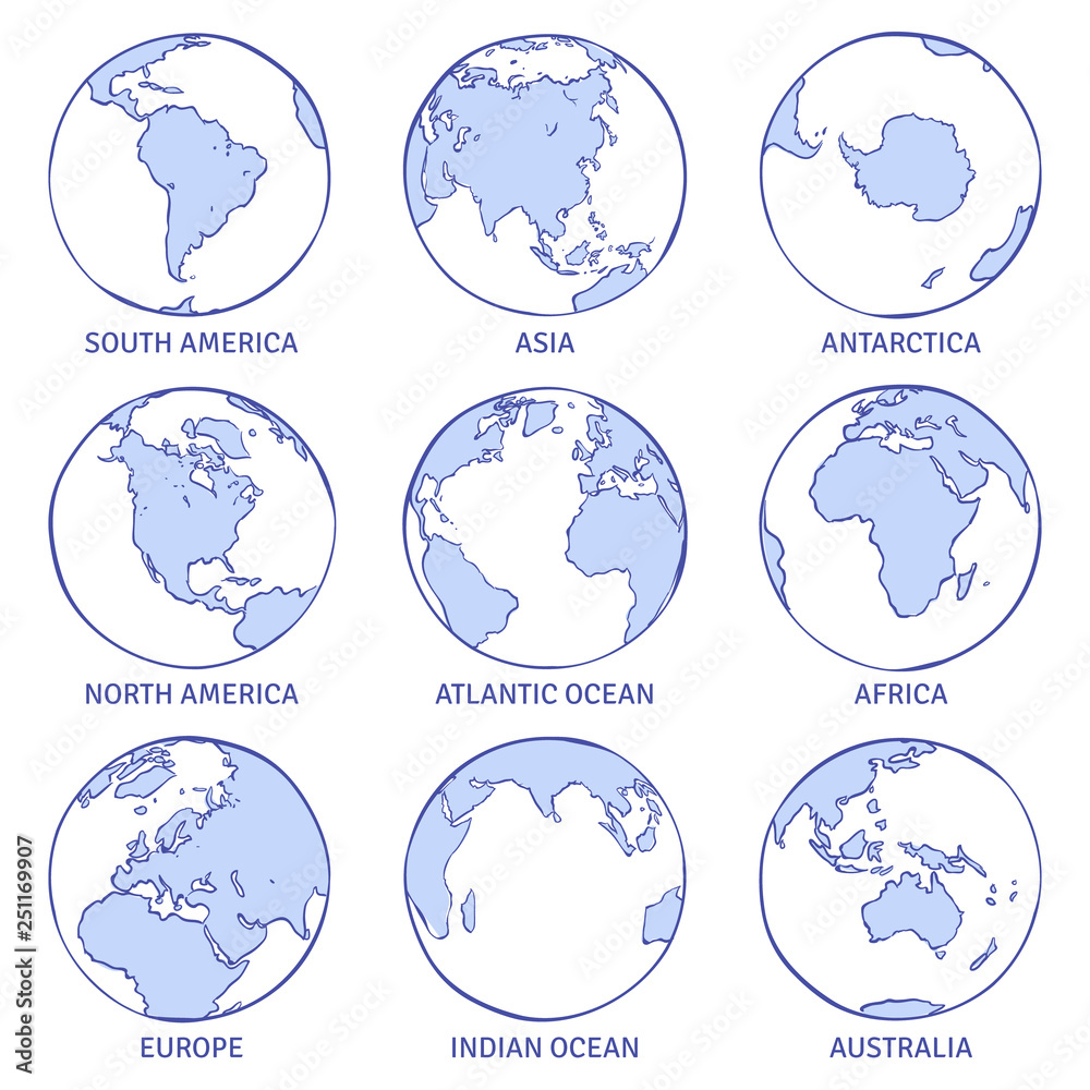 World Globe Map Continents