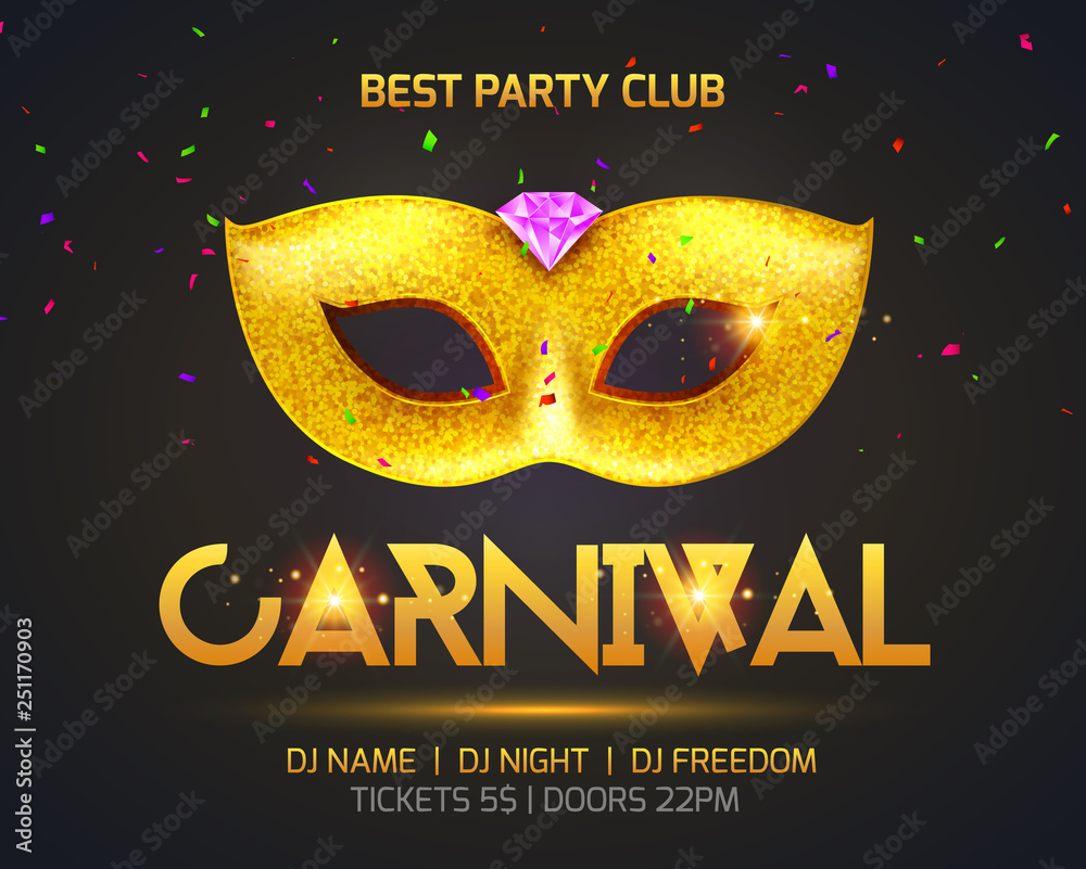 Carnival party masquerade background. Mardi gras mask venice ...