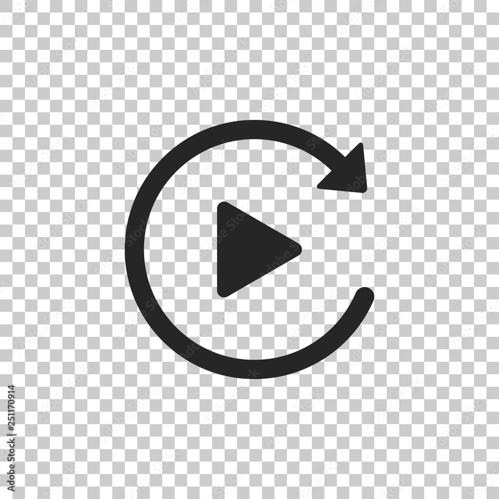 Video play button like simple replay icon isolated on transparent ...
