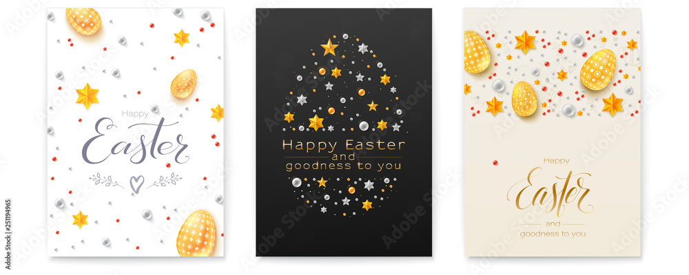 Set of Easter decorative invitation. Festive pattern made from ...