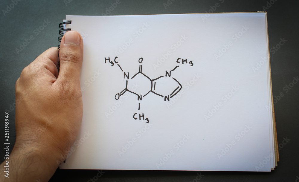 chemical structure of a caffeine molecule Stock Photo | Adobe Stock