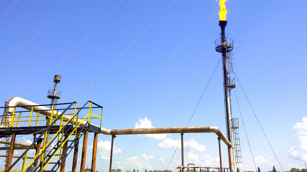 Flare for flaring associated gas. The end point of the pressure relief ...