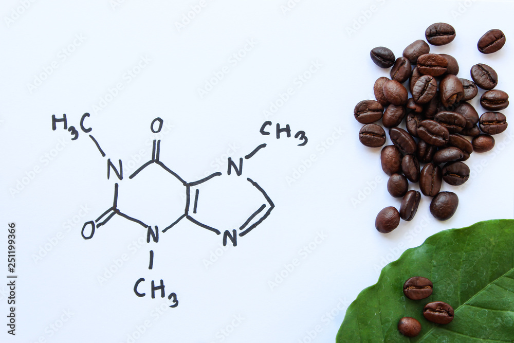 chemical structure of a caffeine molecule Stock Photo | Adobe Stock