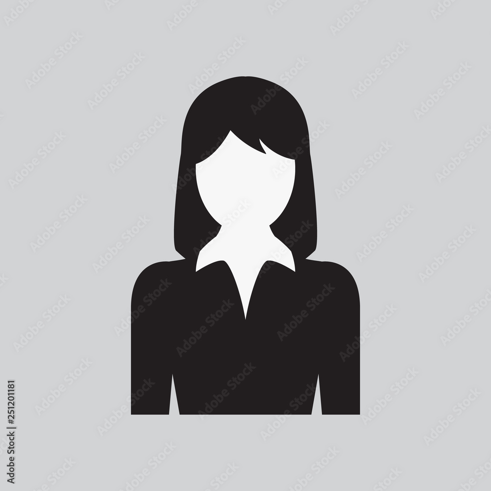 User Woman Icon. Lady's Profile. Female Web Sign, Flat art Object ...