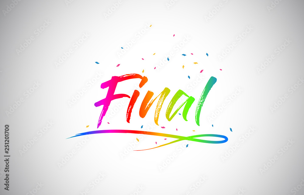 Final Creative Vetor Word Text with Handwritten Rainbow Vibrant Colors ...