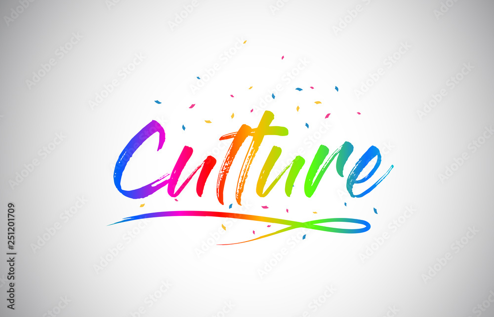 Culture Creative Vetor Word Text with Handwritten Rainbow Vibrant ...