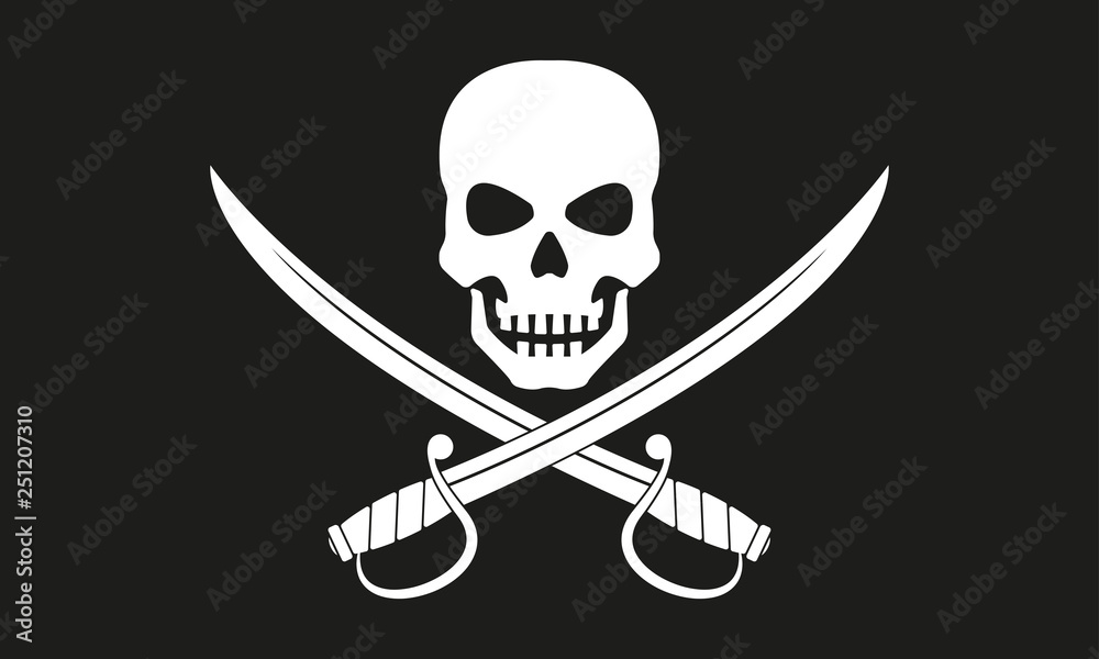 Pirate flag. Jolly Roger with crossed swords. The skull and two sabers ...