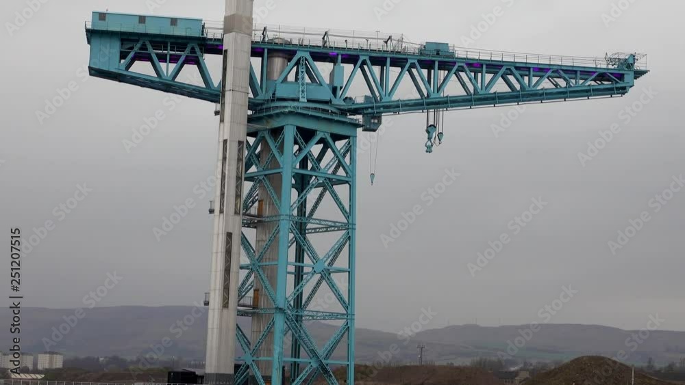 Tilt reveal of the Titan Crane, a 150 foot high cantilever structure ...