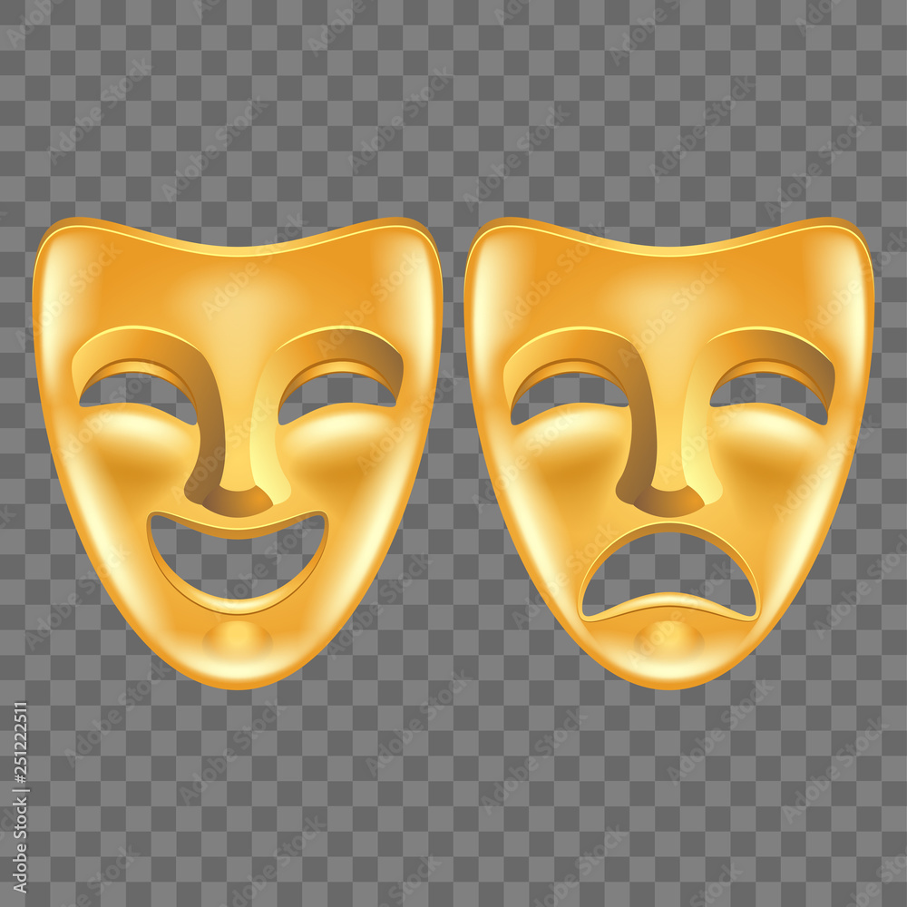 Theatre masks isolated on dark vector illustration Stock Vector | Adobe ...