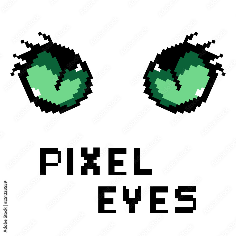 Vector illustration, pixel art. Beautiful eyes isolated cartoon. Eyes ...