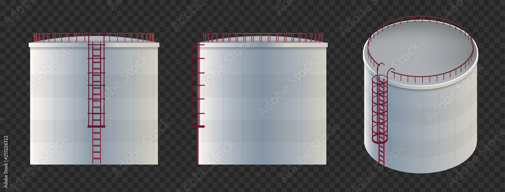 Creative vector illustration of water tank, crude oil storage reservoir ...