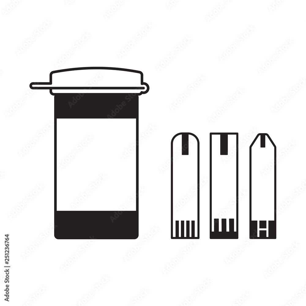 Glucose Test Strips. Bottle of Diabetes Indicator Strips Stock Vector ...