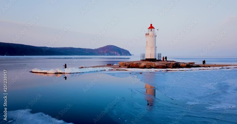 Vídeo do Stock: Top aerial panoramic view of Tokarev Lighthouse in ...