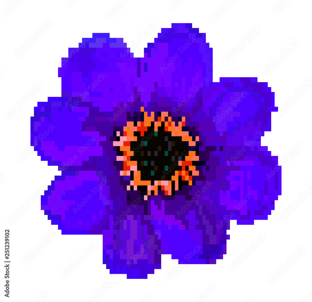 pixel field flower vector illustration isolated on white background ...