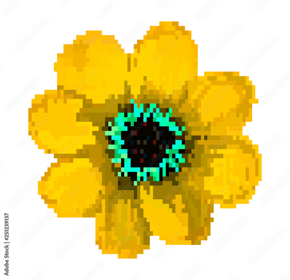 pixel field flower vector illustration isolated on white background ...