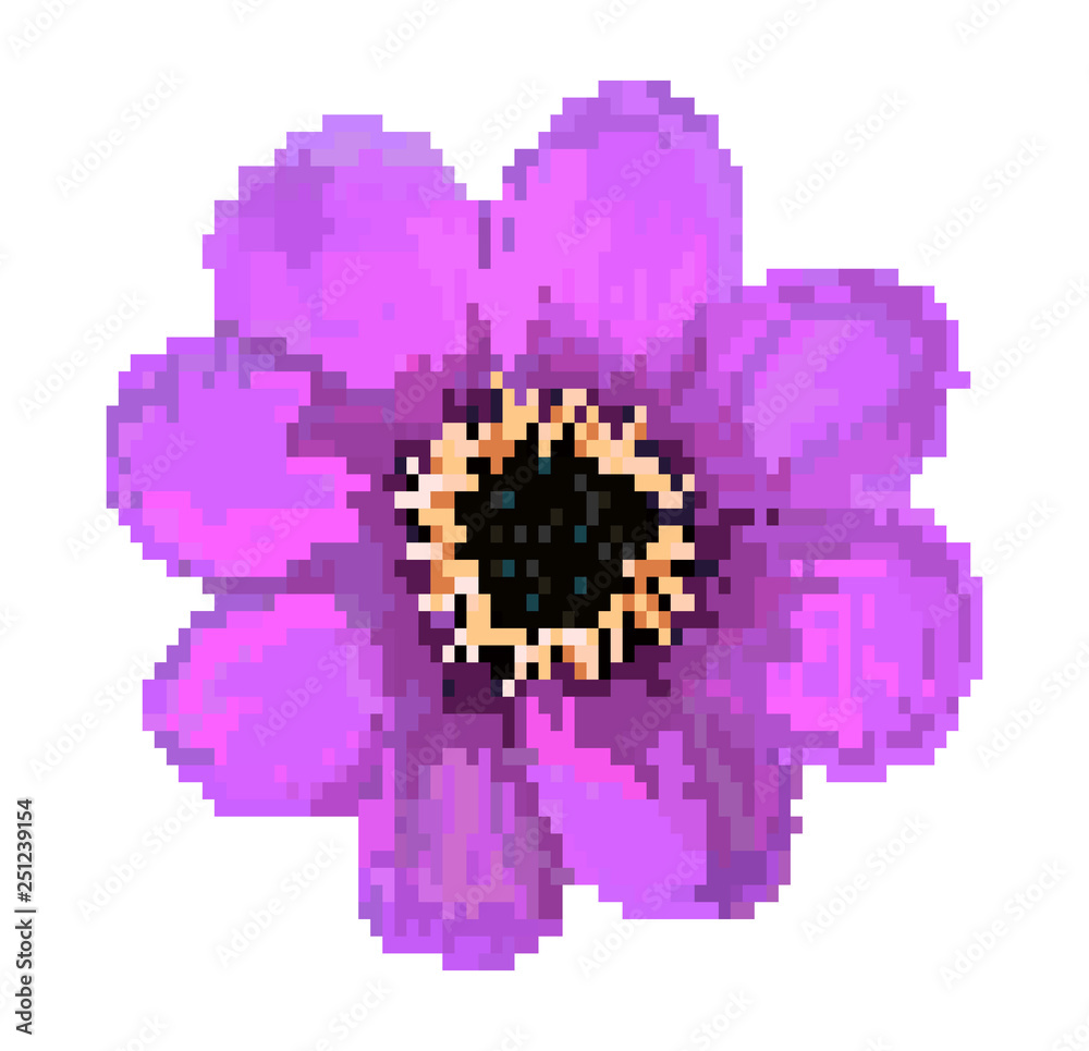 pixel field flower vector illustration isolated on white background ...
