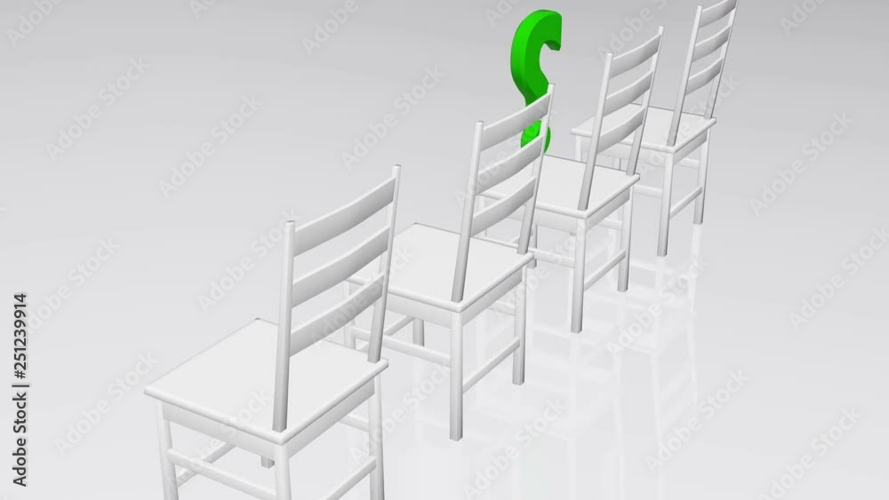 Row of rotating chairs with question mark concept Stock 비디오 | Adobe Stock