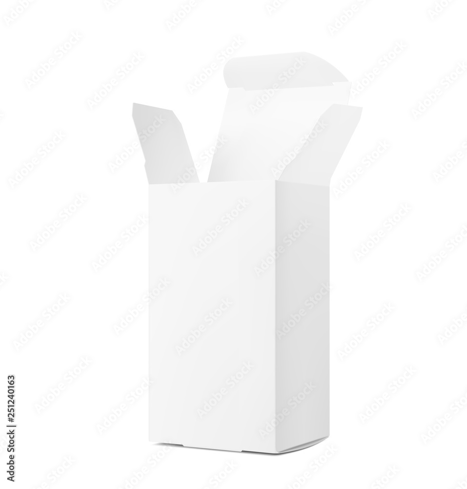 Realistic open cardboard box mockup. Vector illustration isolated on ...