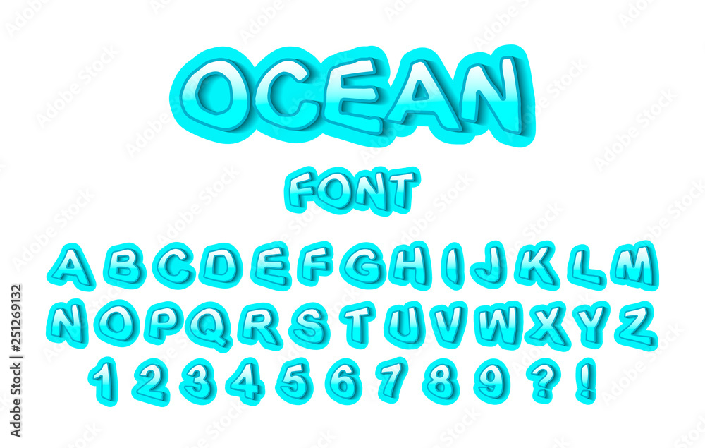 Font ocean. Design for parties at leisure, on the beach. Suitable for ...