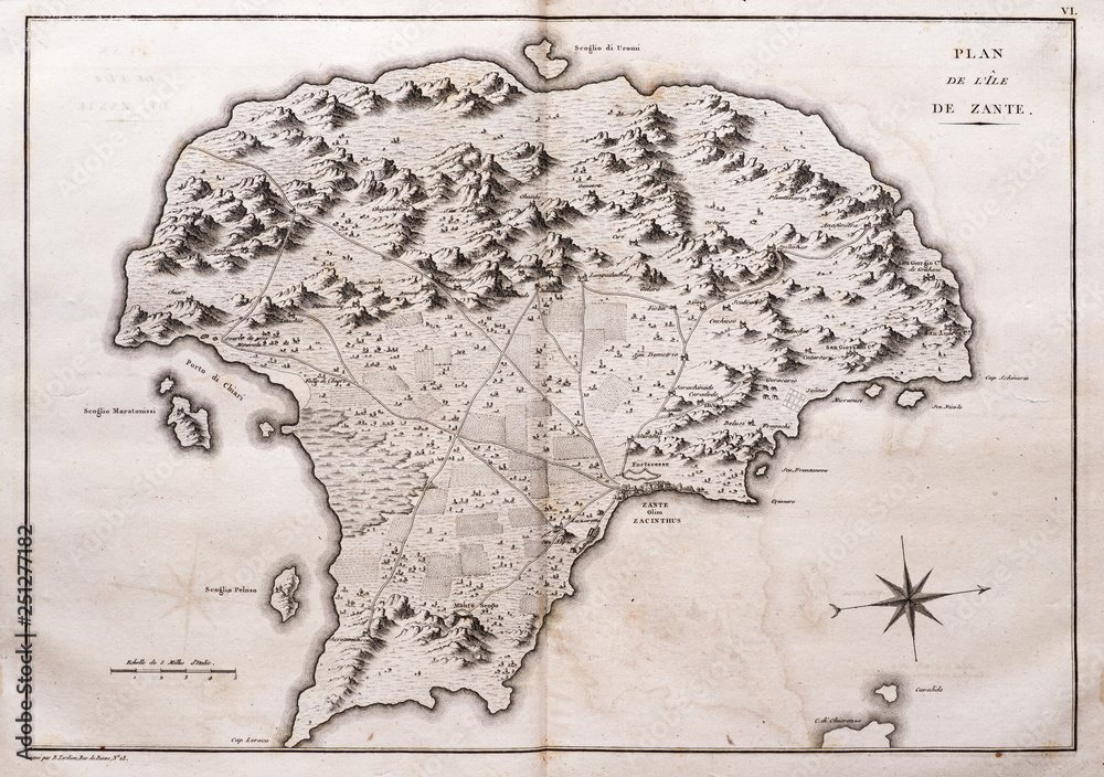 Old Map Of Zante Or Zakynthos Stock Photo | Adobe Stock