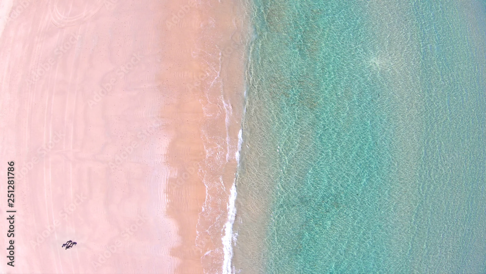 Drone aerial view of Australian wide open beach and coastline, taken at ...