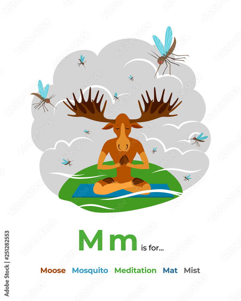 English alphabet Colored cartoon with letter M for children, with ...