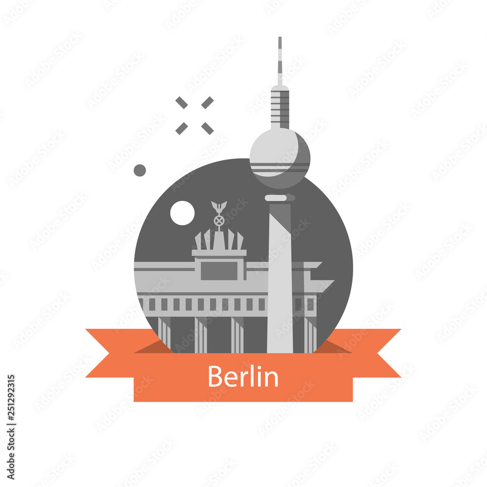 Berlin symbol, Brandenburg gate and tower, Germany travel destination ...