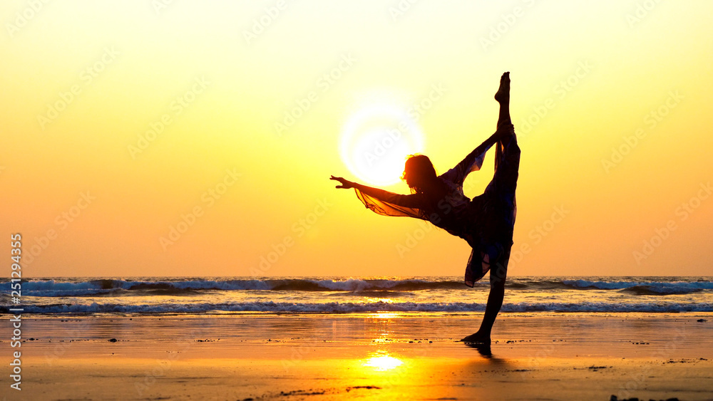 Gymnastics On The Beach Sunset
