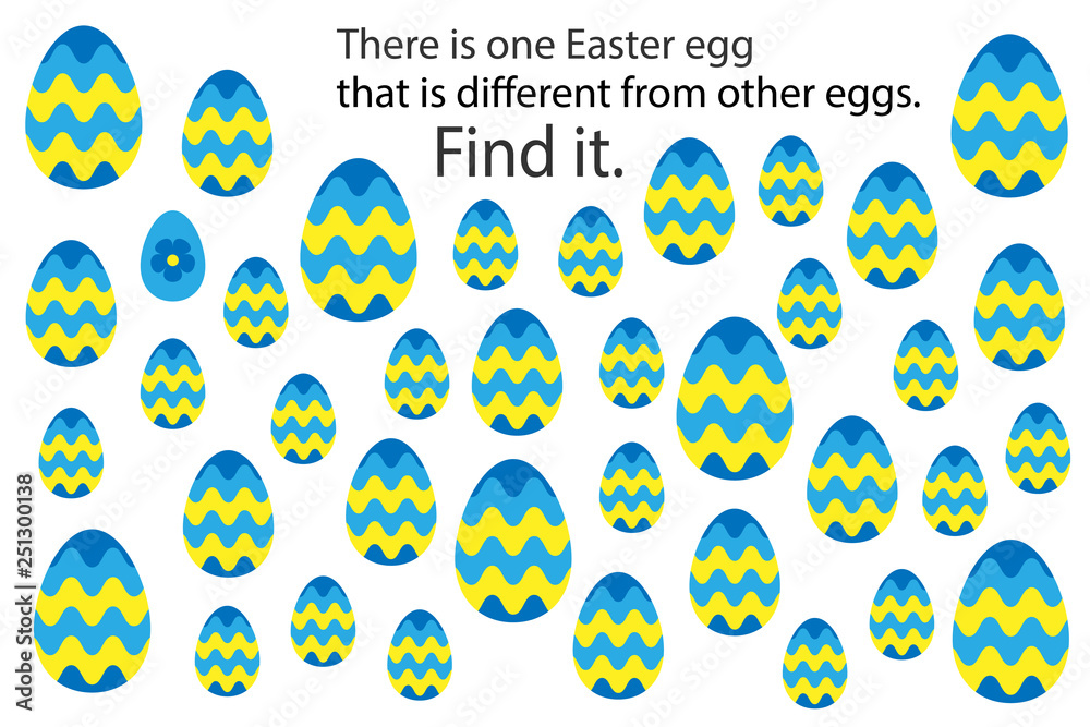 Photo Find decoration easter egg that different fun education puzzle game for childre Lunnaya Posters tableaux et papiers peints Europosters