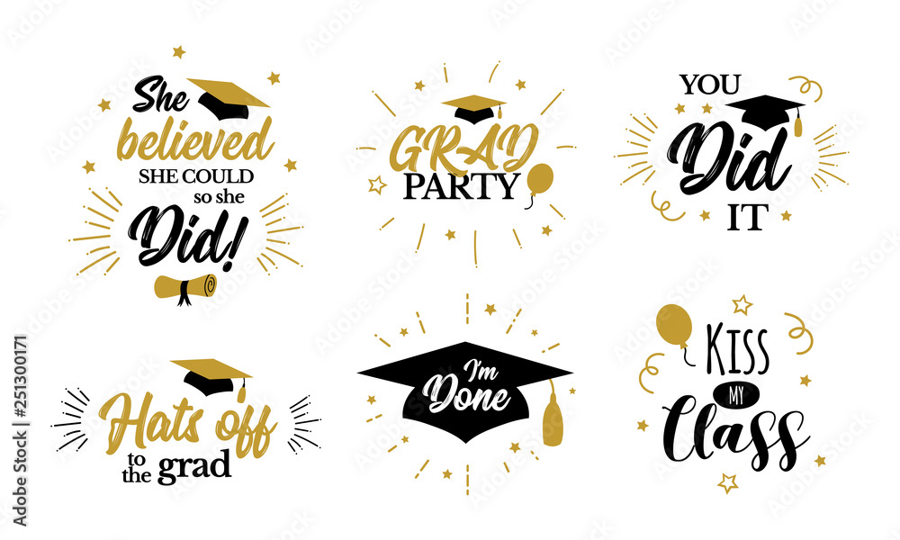 Inspirational grad party quotes to congrat graduates Stock Vector ...