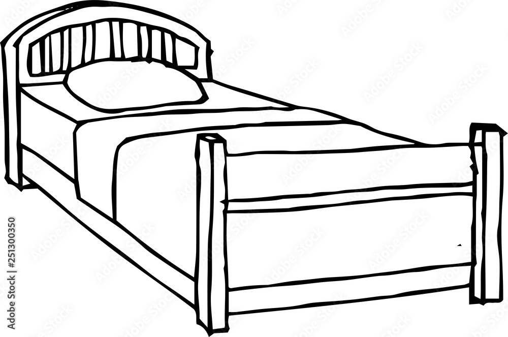 Rough sketch of handwritten bed outline Stock Vector | Adobe Stock
