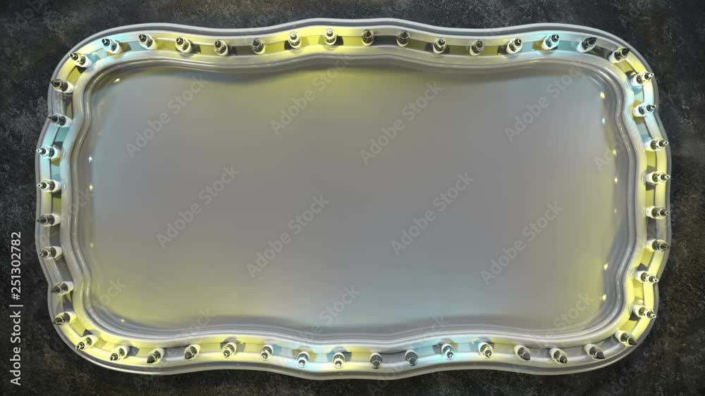 Blank light board with shiny lightbulbs. Computer generated abstract ...